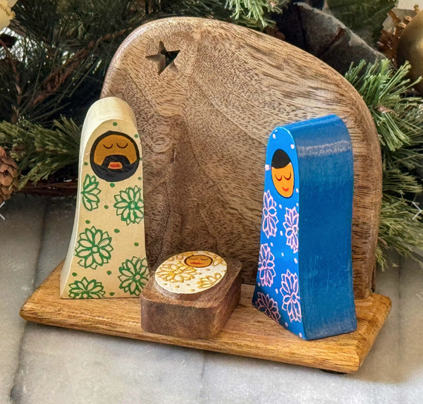 Mango Wood Holy Family Nativity - Set of 4 - Just Creations