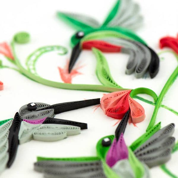 Quilled Hummingbird Trio Card - Just Creations